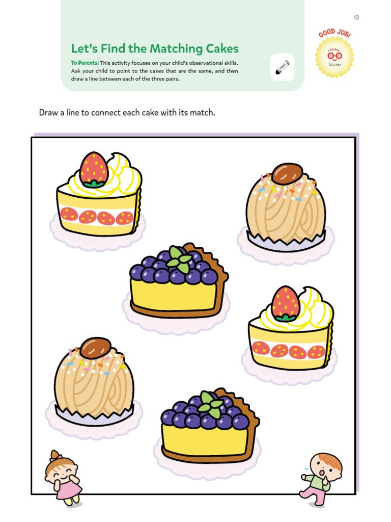 Let's Find The Matching Cakes: Draw A Line To Connect Each Cake With ...