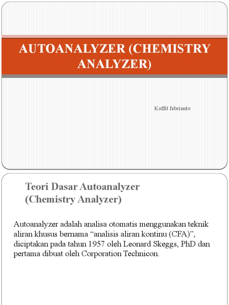 Autoanalyzer (Chemistry Analyzer) | PDF