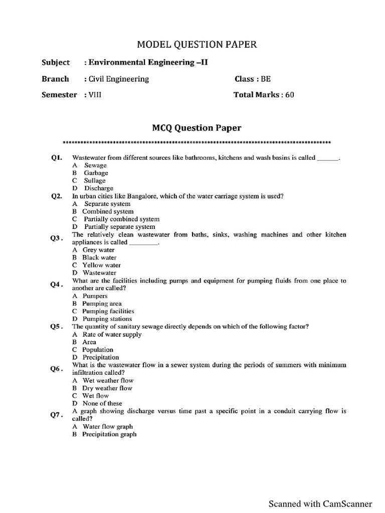 Environmental Engineering MCQ PDF | PDF