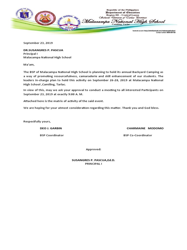 Letter To Conduct Meeting and Excuse Letter | PDF