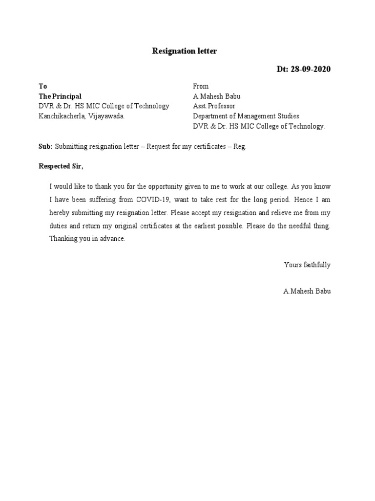Resignation Letter | PDF