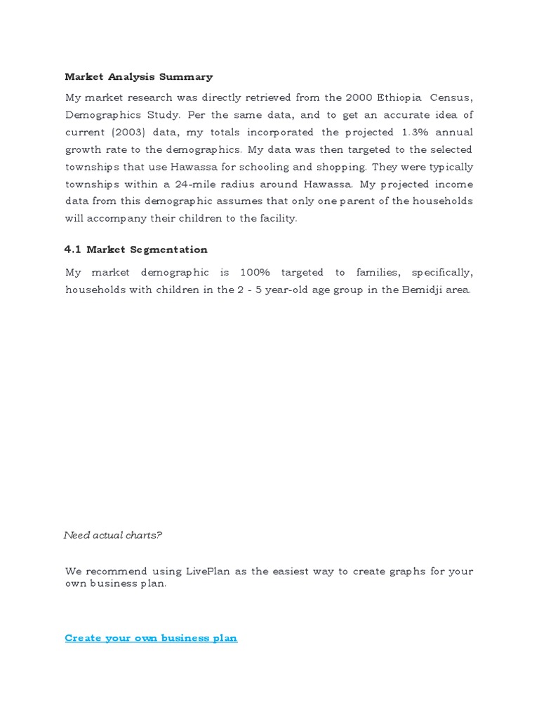 Market Analysis Summary: Need Actual Charts? | PDF | Market Analysis | Market Segmentation