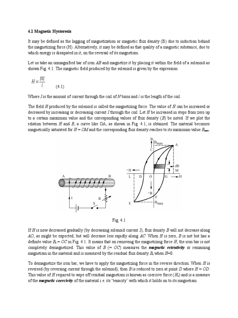 H NI L: 4.1 Magnetic Hysteresis | PDF | Inductance | Electromagnetic ...