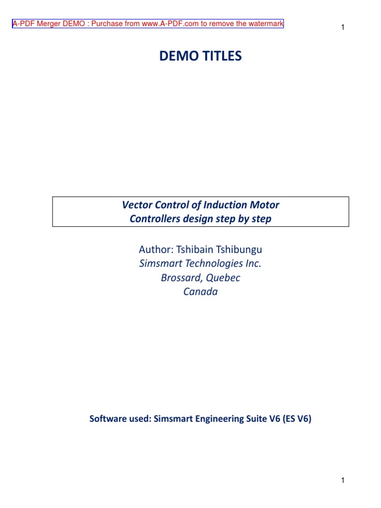 Tuning Controllers For Vector Control Induction Motor | PDF | Electric Motor | Power Inverter