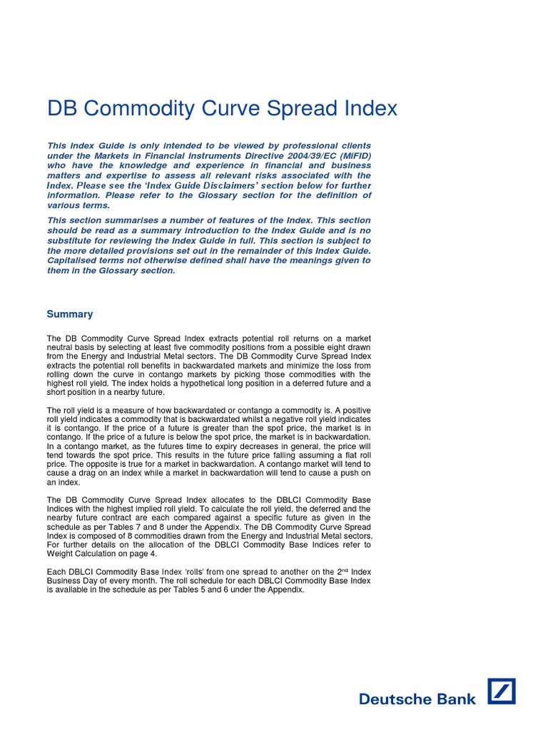 DB Commodity Curve Spread Index Guide 1 PDF | PDF | Commodity Markets | Futures Contract