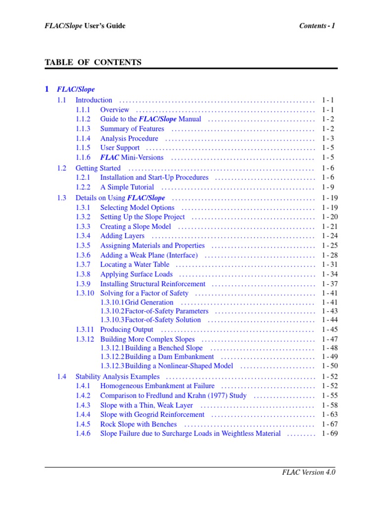 FLAC/Slope User's Guide Contents - 1 | PDF | Civil Engineering ...