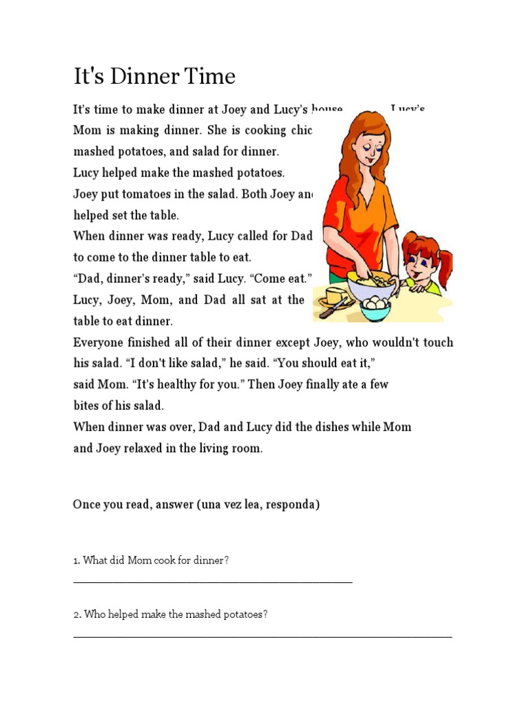Activity 2 - It's Dinner Time | PDF | Language Arts & Discipline | Self ...