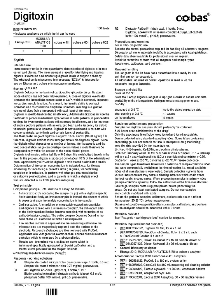E Digitoxin en 10 | PDF | Assay | Medical Specialties