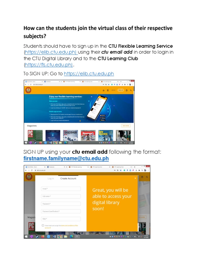 Signing Up and Accessing the CTU Virtual Classroom Through the Flexible ...