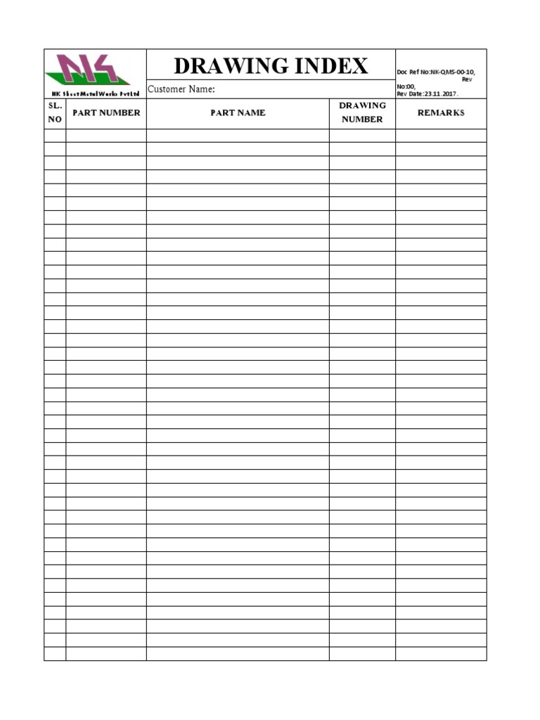 NK-QMS-04-09 Drawing Index | PDF