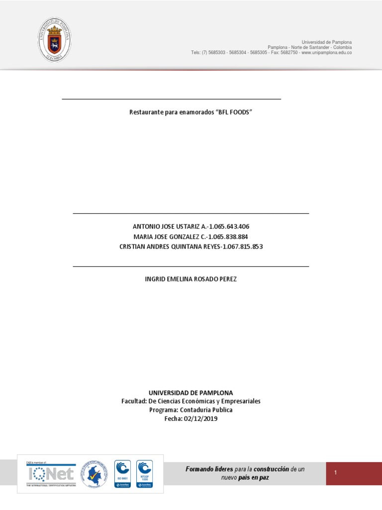 BFL Foods Restaurante - Plan de Negocios | PDF | Modelo de negocio ...