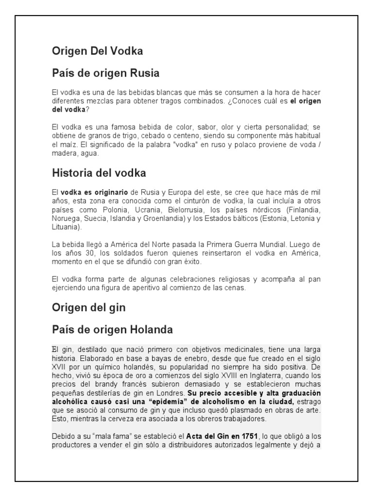 Origen Del Vodka | PDF | Vodka | Ginebra