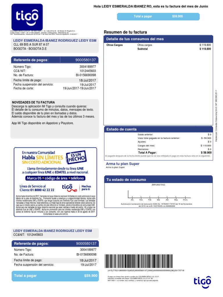 Factura Tigo | PDF | Telecomunicaciones | Tecnología digital