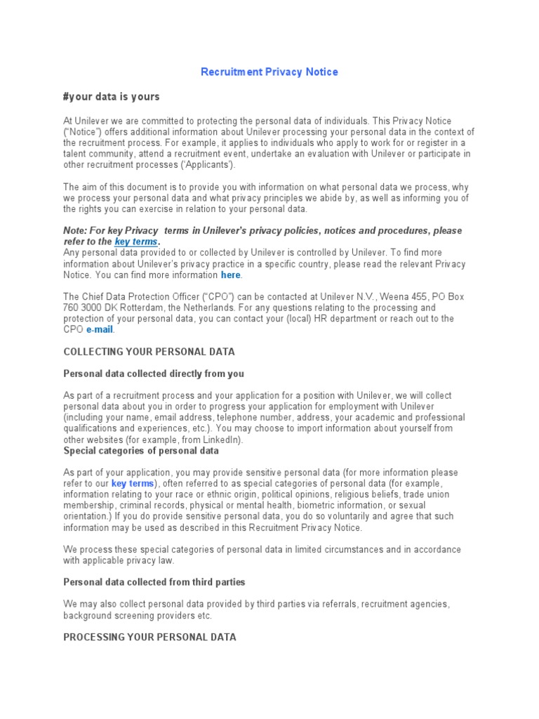 Recruitment Privacy Notice | PDF | Recruitment | Privacy