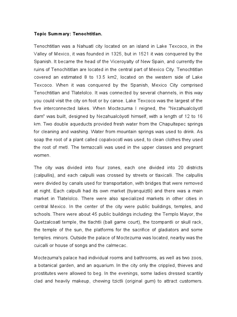 Explore Ancient Tenochtitlan | PDF | Aztec | Culture Of The Americas