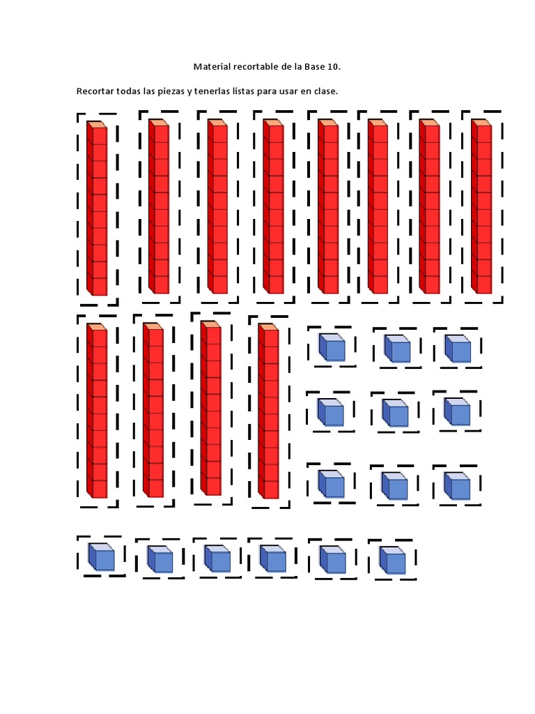 Bloques Imprimibles De Base Diez Para Matemáticas Material Base 10