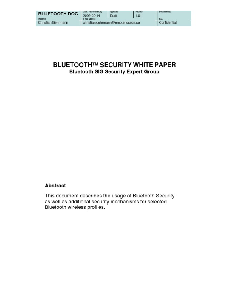 Bluetooth™ Security White Paper | PDF | Bluetooth | Encryption