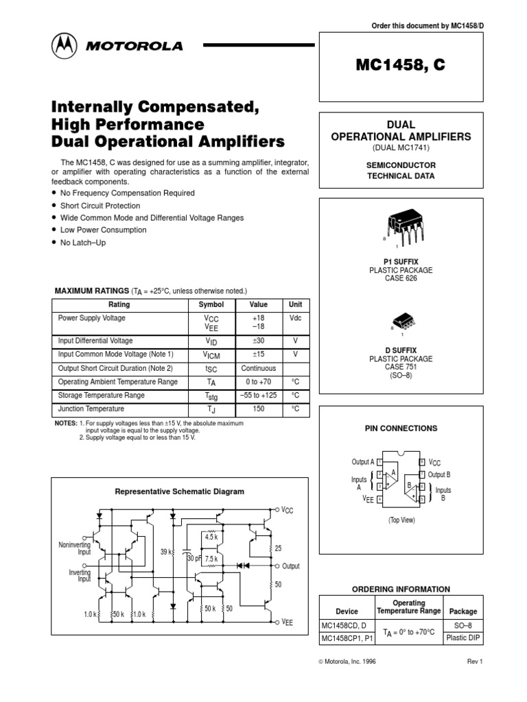 Dual Operational Amplifiers Technical Data Sheet | PDF | Operational ...