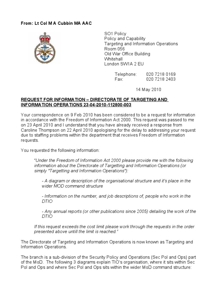 Dtio Foi Reply | PDF | Military Science | National Security