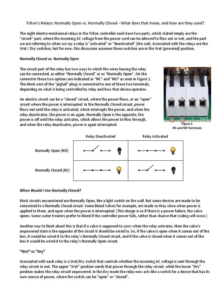 Triton Relays Normally Open Vs Normally Closed PDF | PDF | Relay | Switch