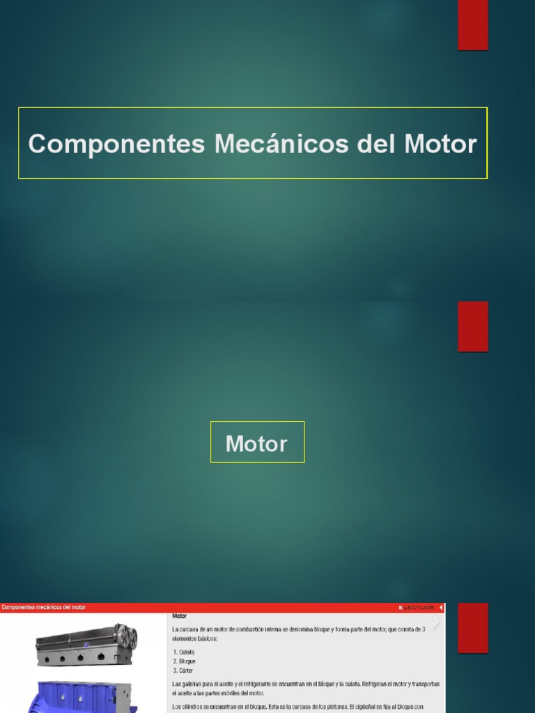 Componentes Clave del Motor Automotriz | PDF | Pistón | Bomba