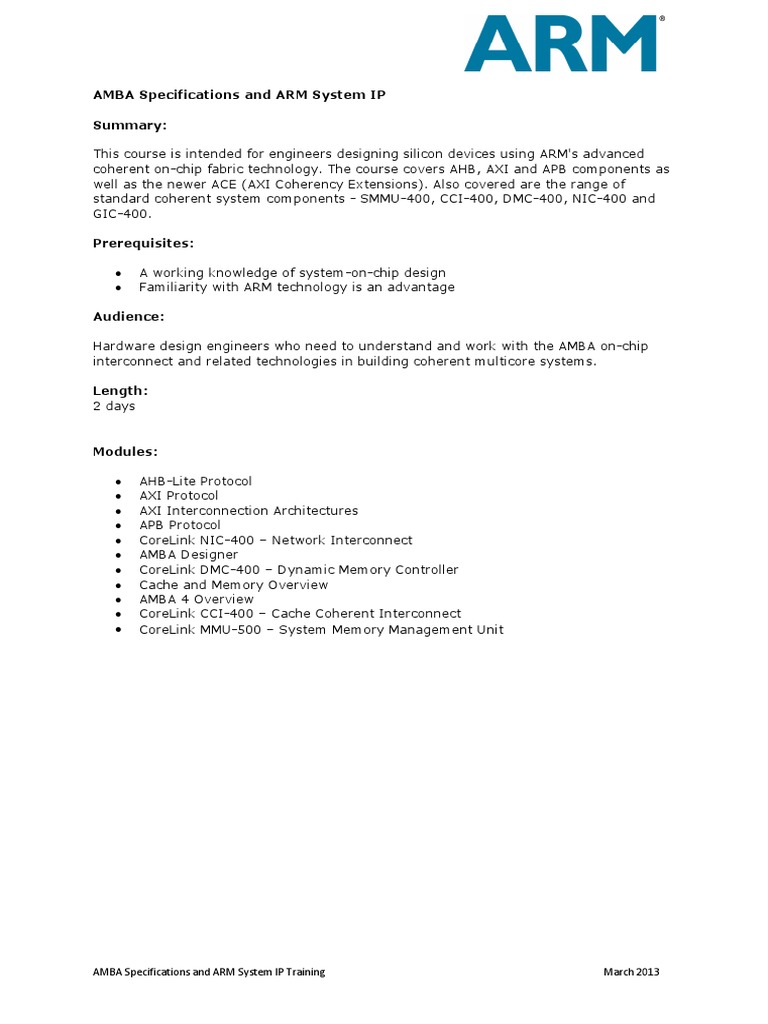 AMBA & ARM System IP Training | PDF