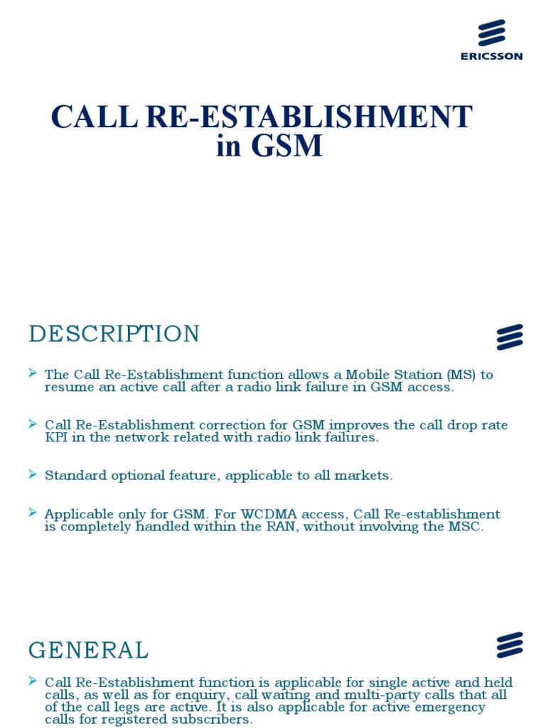 Call Re-Establishment GSM | PDF | Gsm | Data Transmission