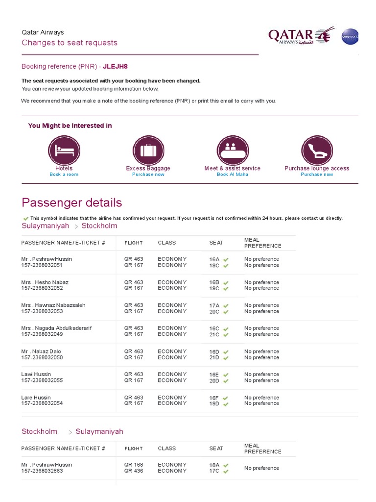 Passenger Details: Changes To Seat Requests | Download Free PDF | Airlines | Aviation