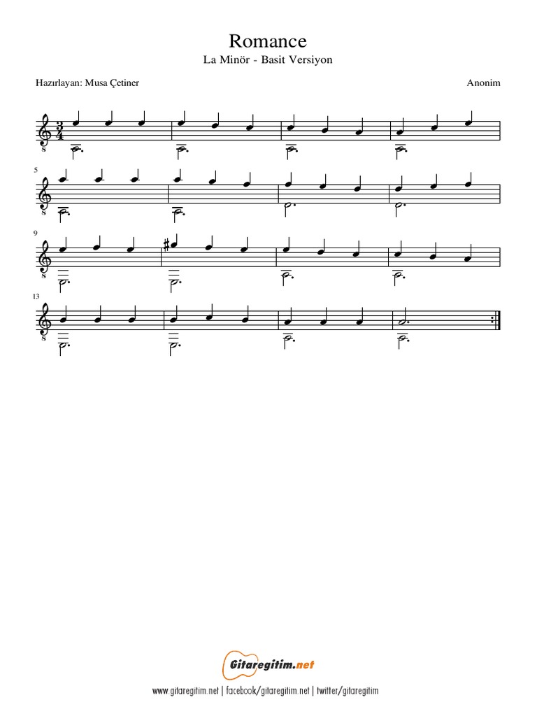 Romance La Minor Nota Tab PDF | PDF