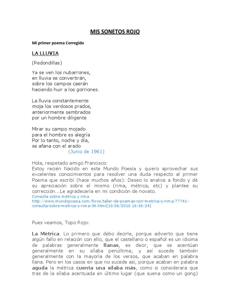 Poemas Rojo | PDF | Metro (poesía) | Voz humana