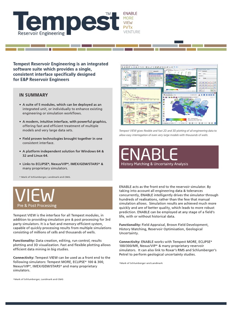 Tempest Reservoir Engineering Data Sheet | PDF | Simulation | Petroleum ...