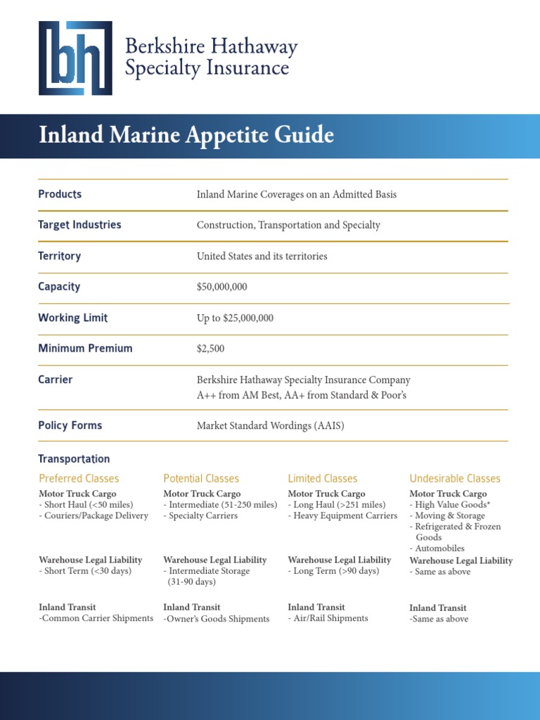 Inland Marine Appetite Guide - 2015-11-12 | Download Free PDF | Cargo ...