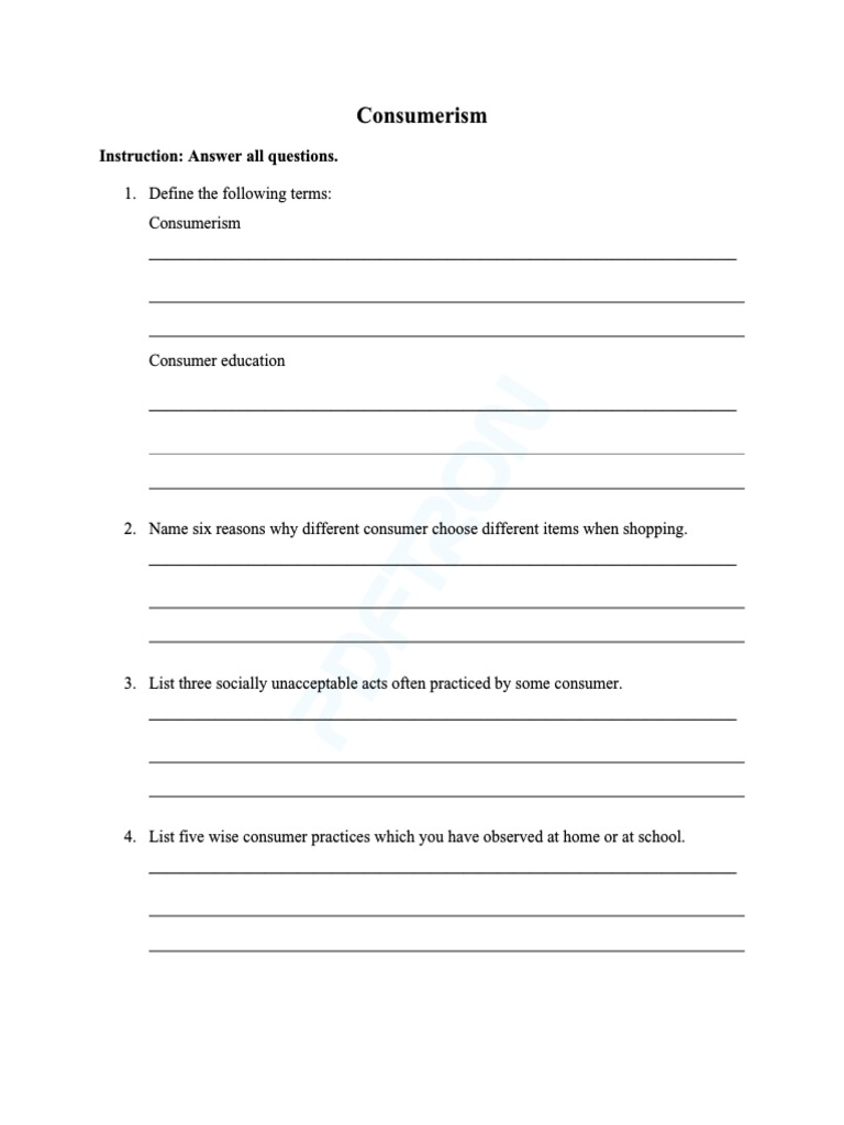 Consumerism Questions | PDF