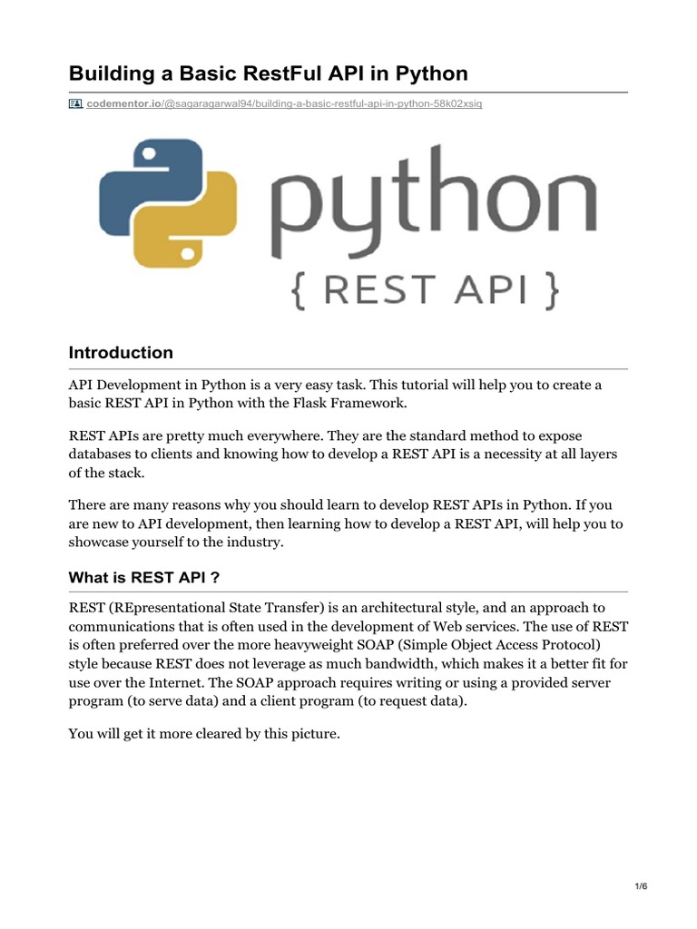 Building A Basic RestFul API in Python | PDF | Representational State Transfer | Application ...