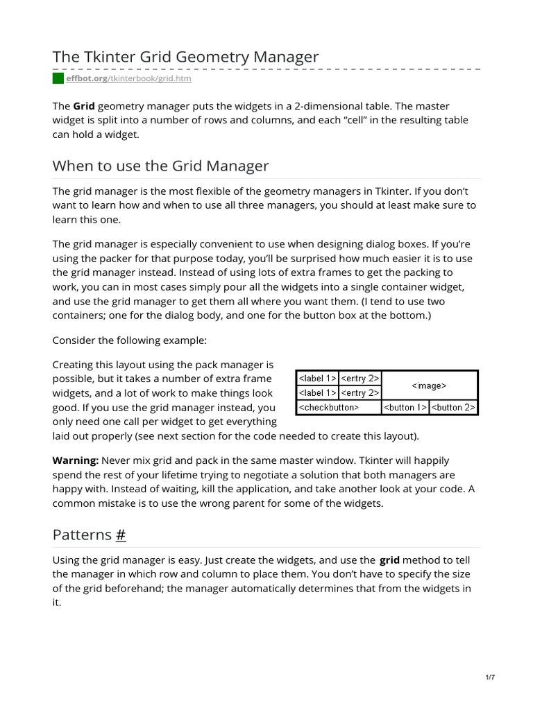 Python Tkinter Grid Geometry | PDF | Reserved Word | Software Engineering