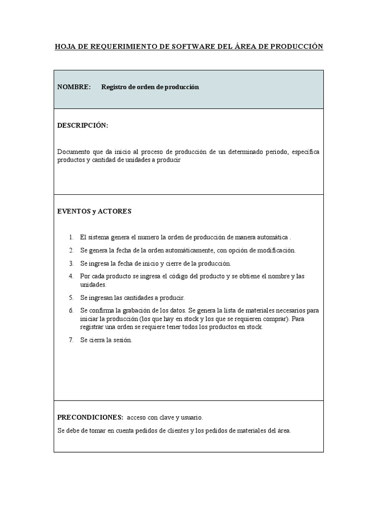 Hoja de Requerimiento de Produccion | PDF | Contraseña | Usuario (informática)