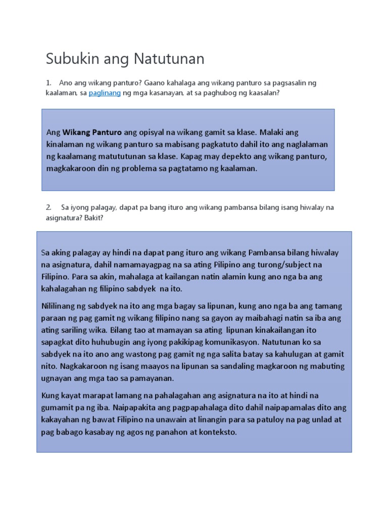 Subukin Ang Natutunan | PDF