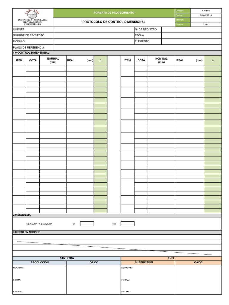 FP-101 Protocolo Control Dimensional | PDF