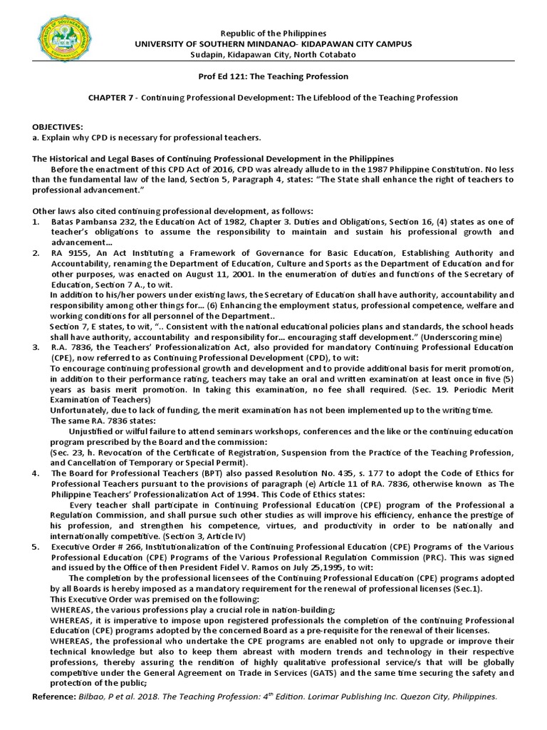 Chapter 7 Continuing Professional Development | PDF | Academic Degree | Professional Development