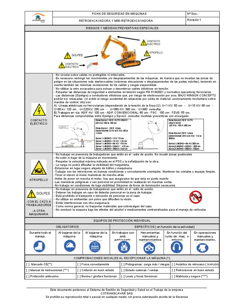 Seguridad en el uso de retroexcavadoras y mini retroexcavadoras: identificación de riesgos y ...