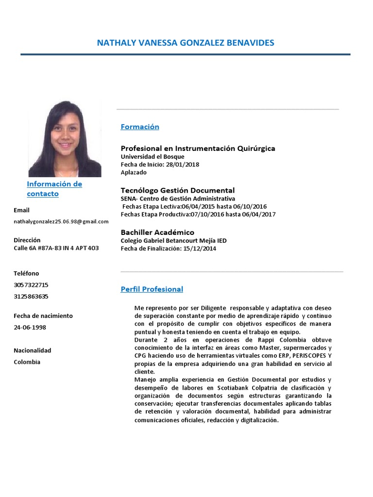 Curriculum Nathaly Gonzalez PDF | PDF | Gestión de recursos humanos | Marketing