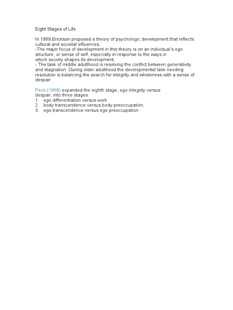 Understanding Erikson's Eight Life Stages | PDF | Social Science ...