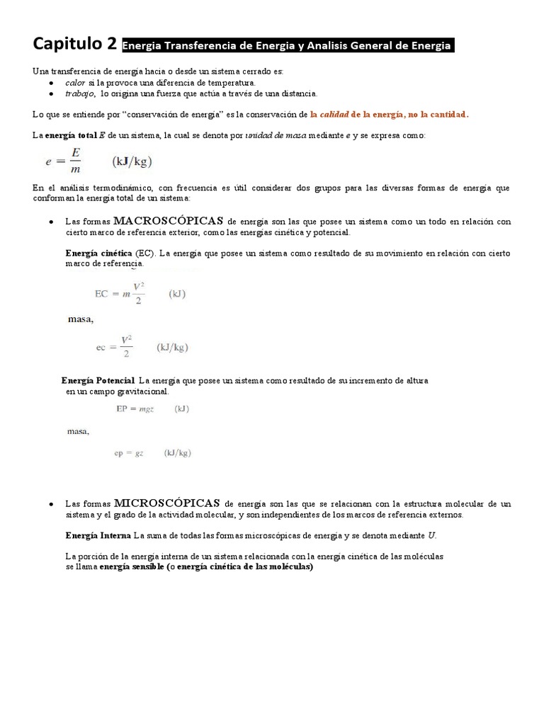 Capitulo 2 Energia Transferencia de Energia y Analisis General de ...