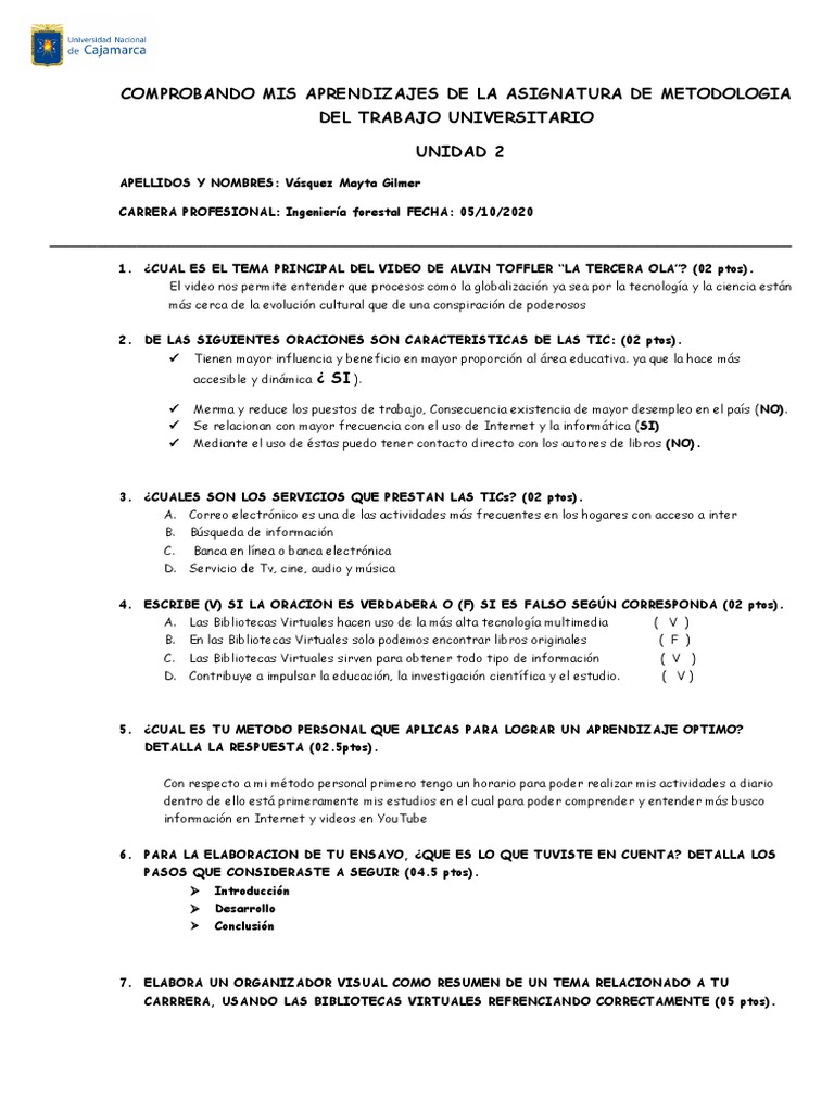 Tarea - Comprobando Mis Aprendizajes de La Asignatura de Metodologia Del Trabajo Universitario ...
