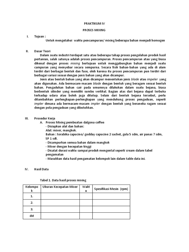 Proses Mixing | PDF