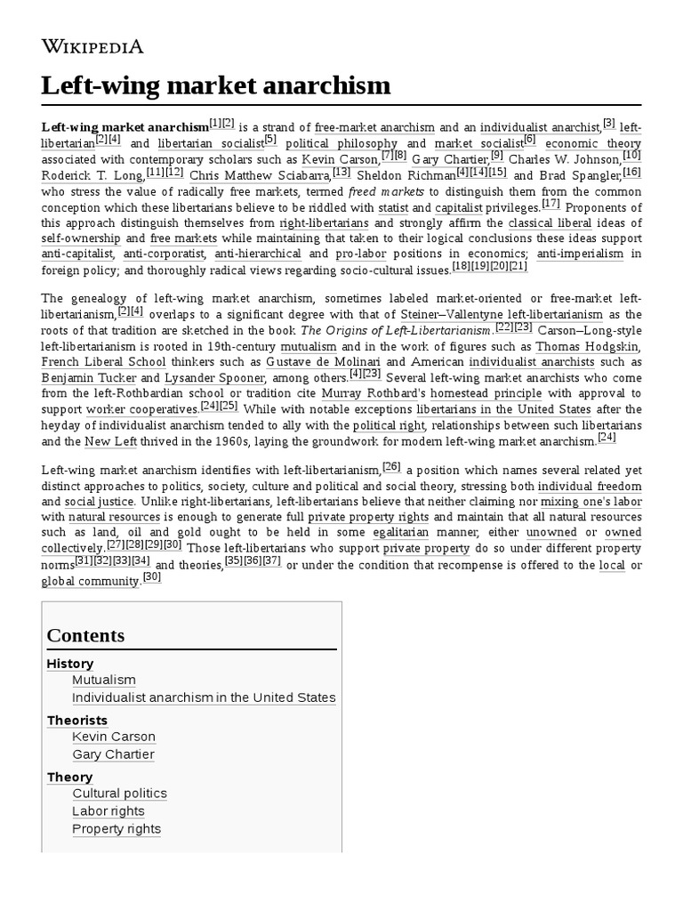 Left-Wing Market Anarchism | PDF | Left Wing Politics | Anti Capitalism