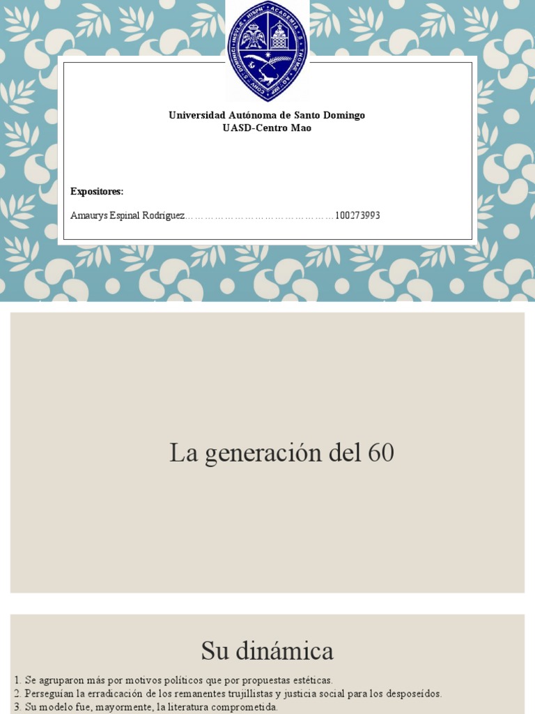 Características de la Generación del 60 | PDF | República Dominicana ...