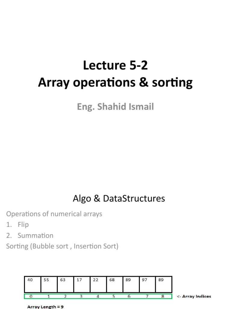 Array Operation and Sorting | PDF | Discrete Mathematics | Theoretical Computer Science