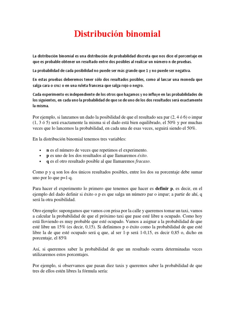 Distribución Binomial PDF | PDF | Probabilidad | Matemáticas Aplicadas