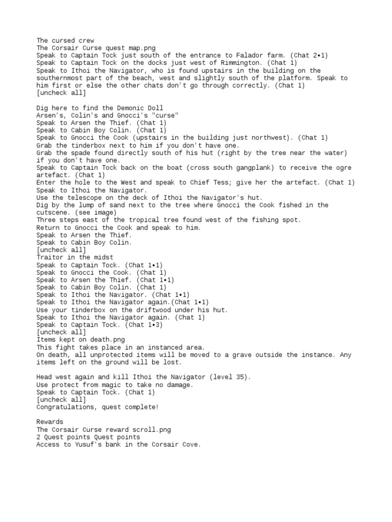 OSRS Optimal Quest Order Guide - Corsair Curse | PDF